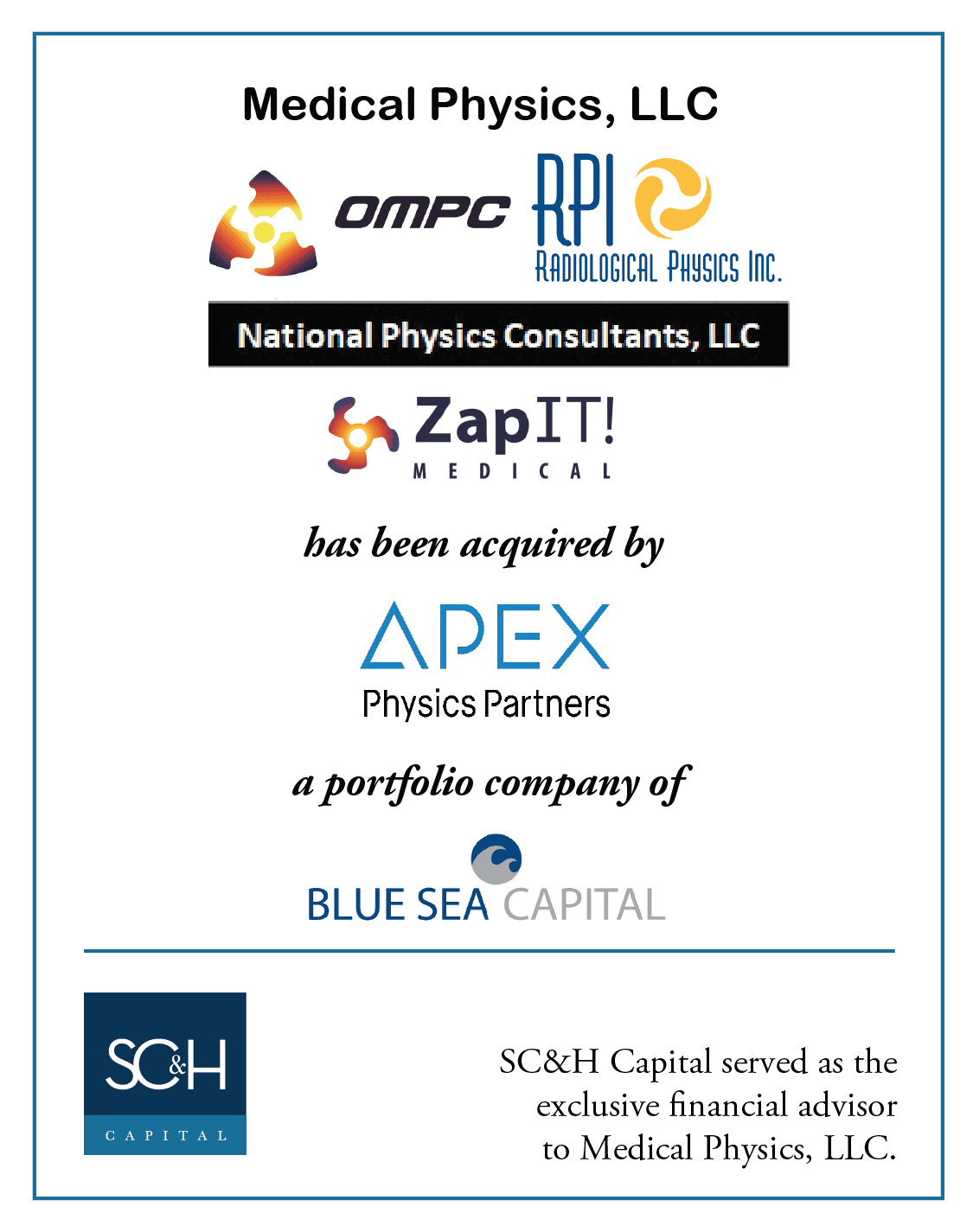 SC&H Capital Advises Medical Physics, LLC on its Acquisition by Apex ...